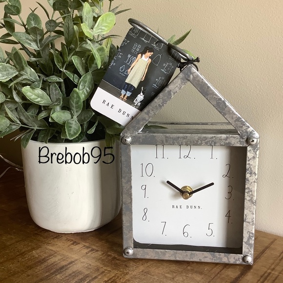 Rae Dunn | Other | Rae Dunn Galvanized House Shaped Clock Vhtf | Poshmark